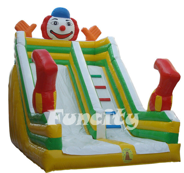 Huge Clown Inflatable Slip N Slide Commercial Grade 0.55mm PVC Tarpaulin Material