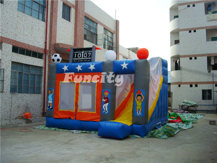 Outdoor Kids Inflatable Bouncer Sport Theme Inflatable Bouncy Castle With Slide
