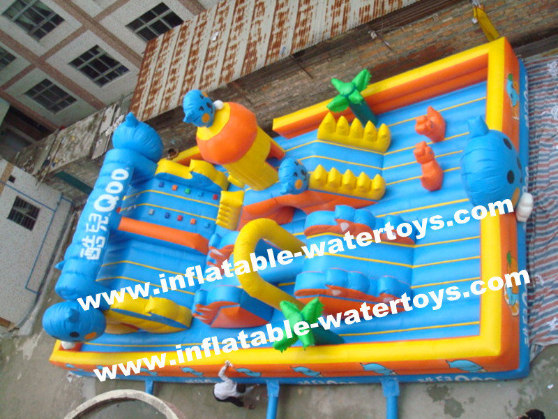 Cool Summer 0.55mm PVC Tarpaulin Kids Inflatable Fun City for Fun ,Water proof and Fire Resistant