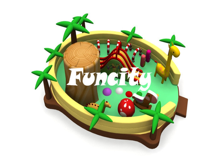 Kids Inflatable Fun City Playground , Customizable Size Inflatable Bouncy Castle With Slide