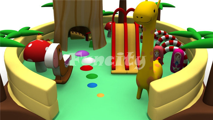 0.55mm PVC Tarpaulin 12mL Forest Theme Inflatable Dry Slide , Inflatable Jumping Bouncer