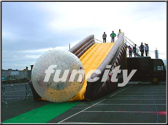 0.55mm PVC Tarpaulin Inflatable Zorbing Ramp with Long Slide Inflatable Zorb Ball