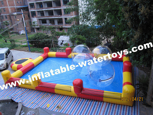 0.6mm Plato PVC Tarpaulin Red and Blue Inflatable Swimming Water Pool for amusement park