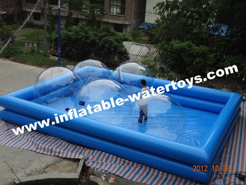 PVC tarpaulin two layer sky blue inflatable pool for water walking ball and paddler boat