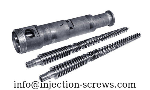 Full Covering 55/110 Mm Conical Twin Screw For Plastic Extruder Machine