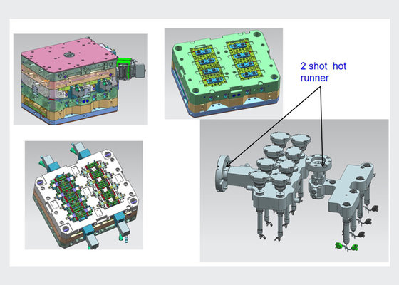 HASCO Two Material 2K Injection Molding Double Color Mould Auto Press Button