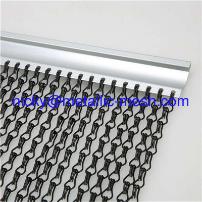 2.0 MM Thickness Non-fading Hanging Chain Link Aluminium Fly Screen With Dimension 90x210 CM