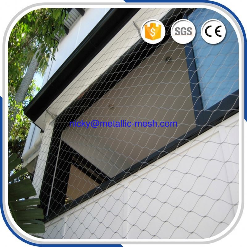 2mm Thickness Outdoor Architectural Flexible Stainless Steel Wire Rope Mesh Facade Cladding
