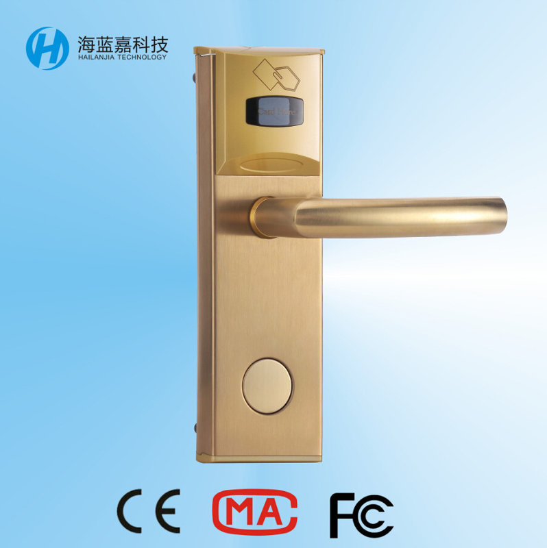 Stainless Steel Golden Hotel access control door electronic lock key card