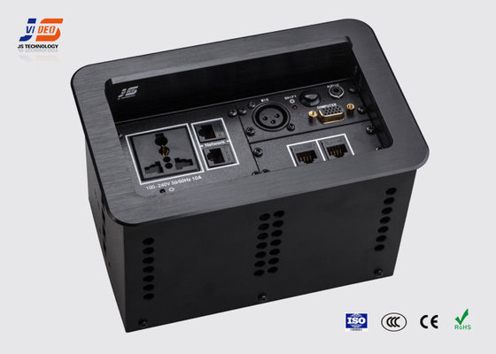 Couvercle de table de glissière de coffret de médias multi pour la conférence, type sud-africain - 2 RJ45