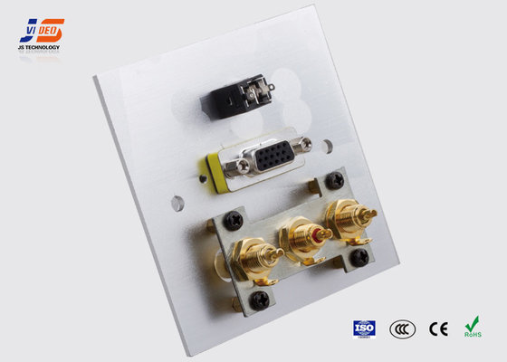 Plat de mur multi de médias de VGA connexions visuelles et audio de RCA plaqué or