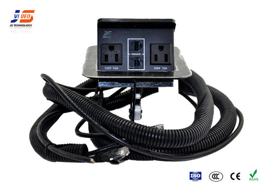 Le dessus de table/bureau sautent le débouché, prise électrique avec 2 ports RJ45
