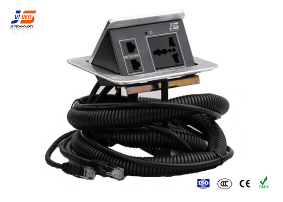 Le dessus de table/bureau sautent le débouché, prise électrique avec 2 ports RJ45
