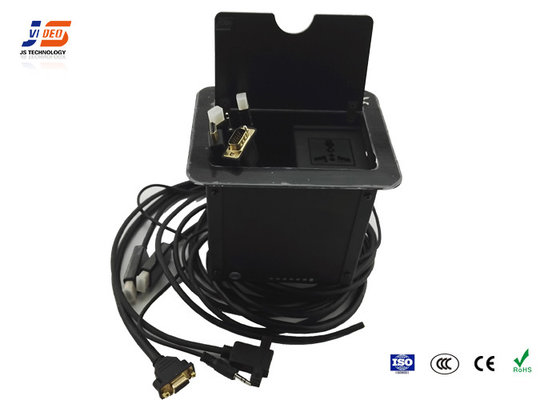 Prise de table avec des câbles du VGA de Hdmi, boîte de débouché visuelle audio pour le bureau