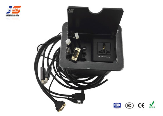 Prise de table avec des câbles du VGA de Hdmi, boîte de débouché visuelle audio pour le bureau