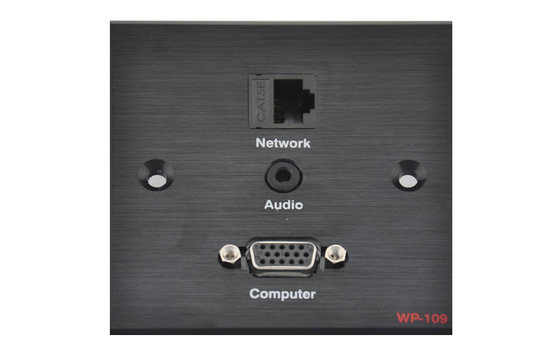 Plat de mur multi de médias de sablage argenté avec les ports de réseau audio stéréo de VGA