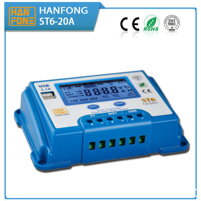 12V / 24V 20A PWM Solar Controller  with LCD Display Bule Body Charge Sun Light To Battery Gel 12V 24V 65Ah to 200Ah supplier
