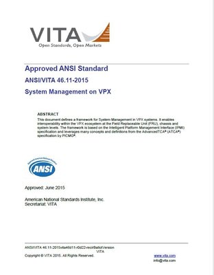 ANSI/VITA 46.11-2015 System Management on VPX  [PDF file Download/Email ]