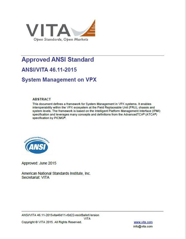 ANSI/VITA 46.11-2015 System Management on VPX  [PDF file Download/Email ]