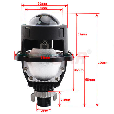 WST 2inch Bi LED Projector Lens with Shrouds 6000K Hi/Lo Beam Universal Projector Headlamp