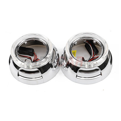 3.0 Inches Bi Xenon Projector Lens Shroud DRL Car Headlights Chrome Light Guide Angel Eyes White Yellow Dual Color