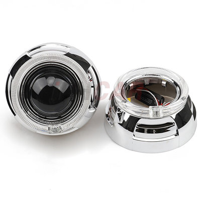 3.0 Inches Bi Xenon Projector Lens Shroud DRL Car Headlights Chrome Light Guide Angel Eyes White Yellow Dual Color