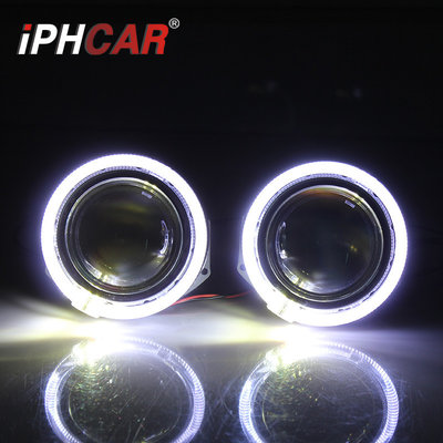 3.0inch Bi Xenon Projector Lens Shroud For Apollo Car Headlights Lens Cover With LED Angel Eyes White Decoration