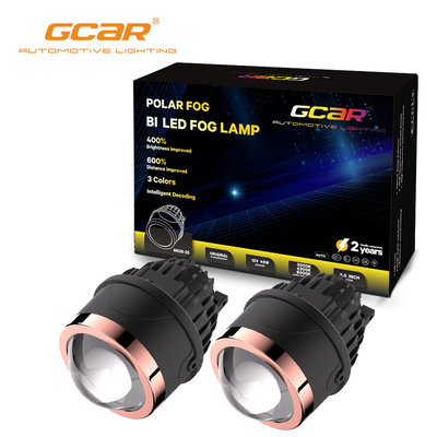 GCAR M628-3S 3.0inch Dual Beam White Yellow Tricolor Fog Light H11 9005 HB3 Bi-led Projector Len Led Car Headlight