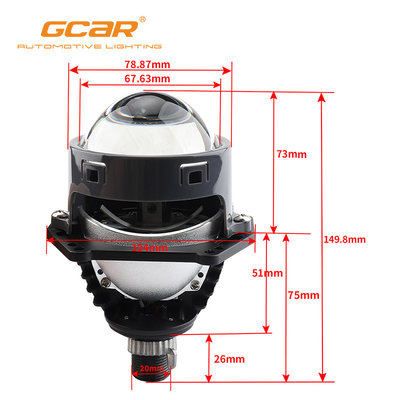 GCAR WST Super 3.0A Super Bright 3'' Bi LED Projector 6000K Double Lamp Bowl Bi LED Lens Projector