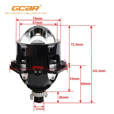 GCAR WST 3.0A-S Universal Projector Lens 3'' Double Laser LED Headlamp 65W LHD RHD High Low Beam Car LED Lamp Bi LED Projector