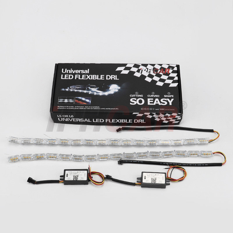 IPHCAR Universal LED Extended Flexible Daytime Running Light DRL Daytime Running Light with Amber Signal Light Turn
