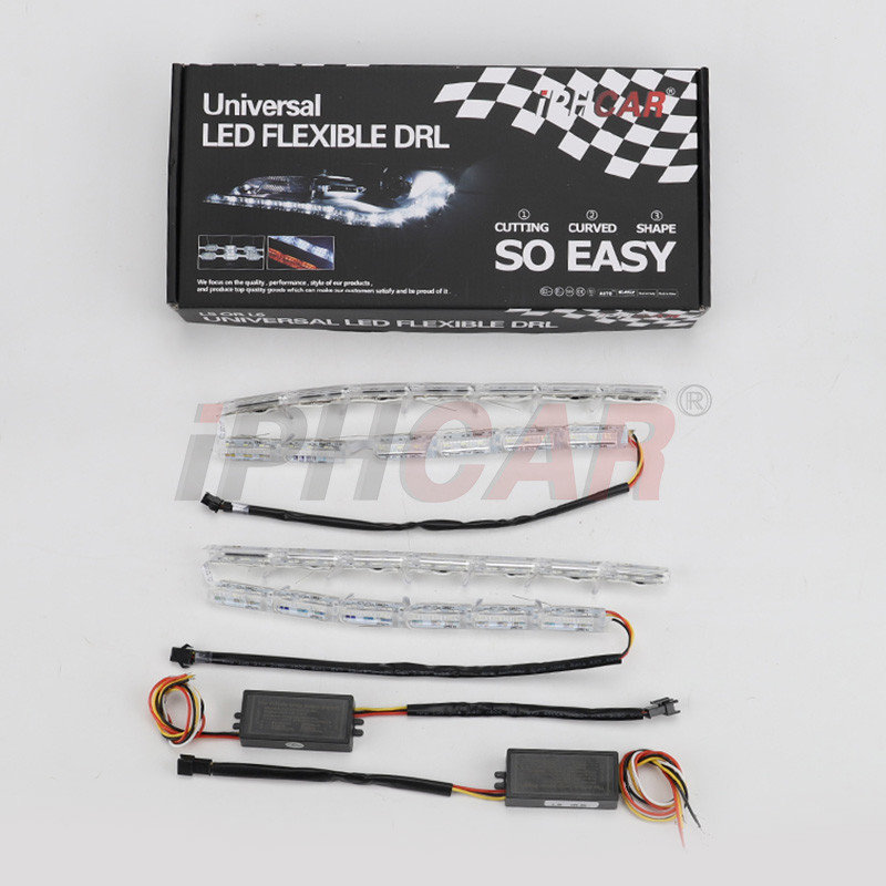 IPHCAR WHOLESALE CAR ACCESSORIES 12V TURNING LIGHT 500MM 700MM LED STACK RUNNING DRL DAYTIME RUNNING LIGHT FOR CAR MOTOR