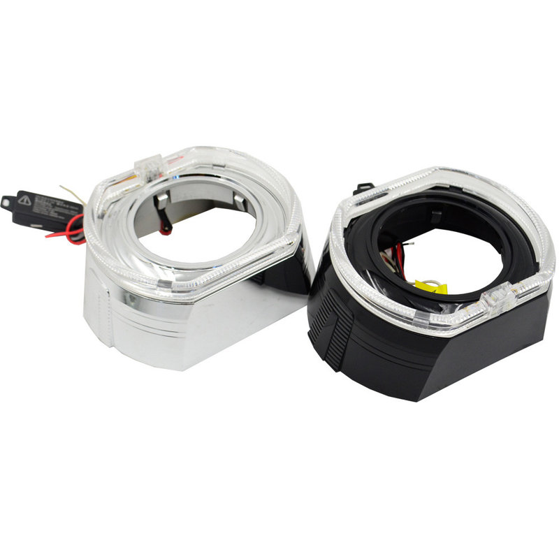 IPHCAR 3 Inch Hid Projector Led Rings Mask Square Halo Rings Shroud Led Light Guide Angel Eye Shroud