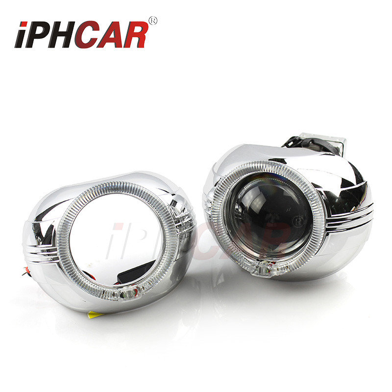 iPHCAR HID Bi-Xenon Projector Lens New 3.0 Inch Shrouds Hid Projector Lens Shroud With Led Angel Eyes Headlight For