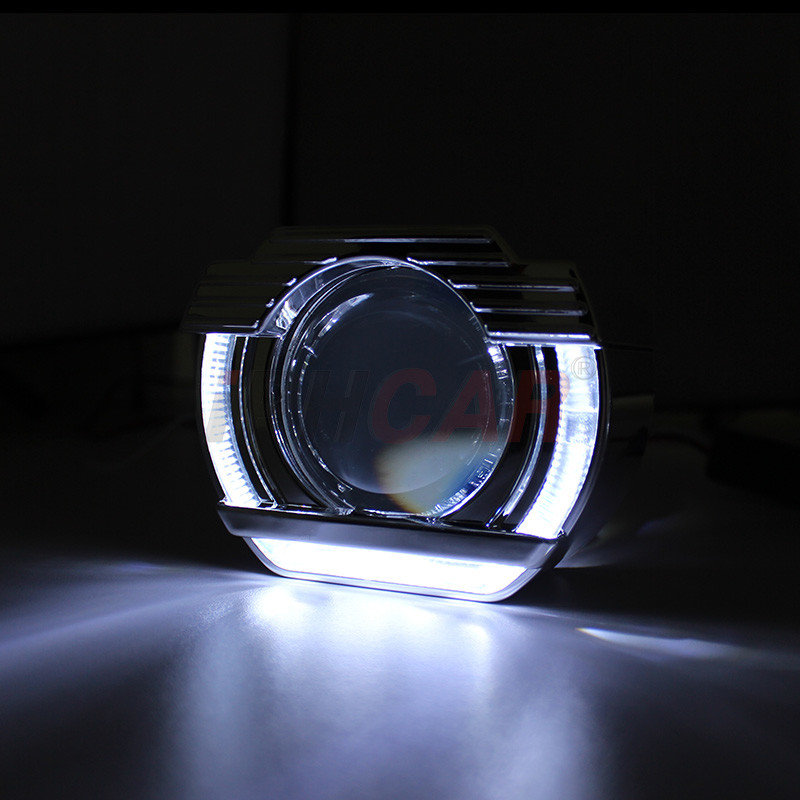 New Arrival 3 Inch Led Projector Lens Headlight Shroud With White Yellow Led Angel Eyes Auto Parts