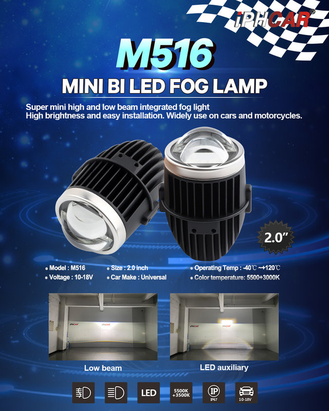 IPHCAR M516 2.0 Inch Low High Beam 35W Super Bright Auto High Power Fog Lamp Car Light Headlight