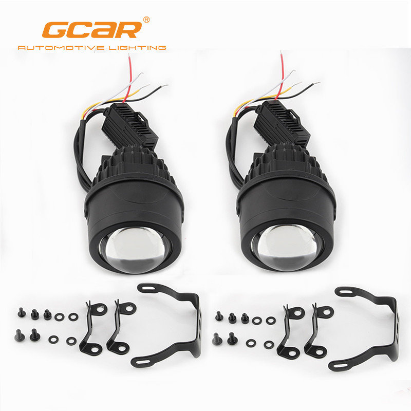 GCAR 2024 New Design Waterproof Fog Lamp 3 Inch High Low Beam Fog Light 6000K 55W Projector Lens 3 Colors LED Fog Lights