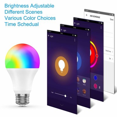 Remote Control RGB / White Wifi LED Bulb 800 Lumen Smart Phone Control