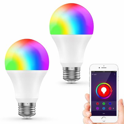2 Packs Smart Wifi LED Bulb Wireless Remote Controlled 75W Equivalent