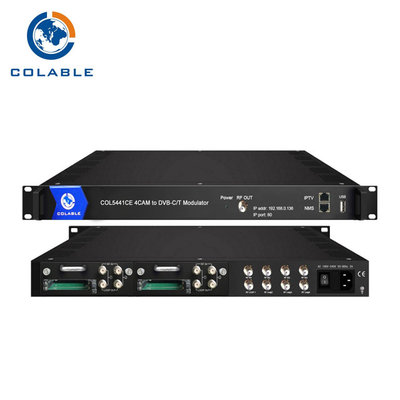 Custom Tuner To RF Modulator , 4 CAM 8 CH Dvb S2 To Dvb T2 Transmodulator supplier