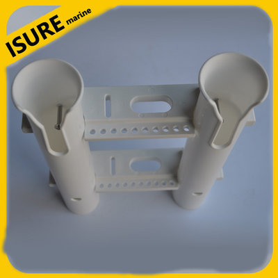 White Boat Plastic Rod Holder 2 Tube Fishing Plastic Rod Holder Rack