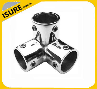 Boat Hand Rail Fitting-90 Degree 1" 3 Way Corner Elbow -Marine Stainless Steel