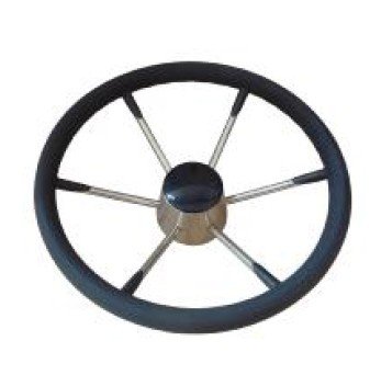 STAINLESS STEEL WHEEL W/FINGER GRIPS AND PVC FOAM COVER，6-SPOKE
