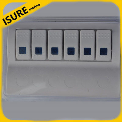 6 GANG WATERPROOF MARINE/BOAT CARAVAN Blue LED White SWITCH PANEL + BREAKER