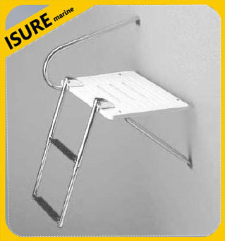 New OB Transom Swim Platform & 2 Step Telescoping Ladder White Garelick