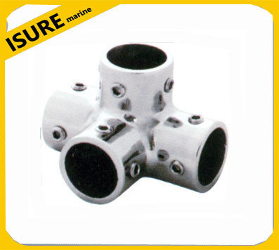 Boat Hand Rail Fitting-90 Degree 4 Way Corner Elbow -Marine Stainless Steel