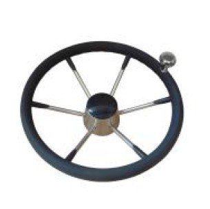 STAINLESS STEEL WHEEL W/FINGER GRIPS ,KNOB AND PVC FOAM COVER，6-SPOKE