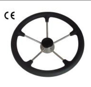 Black 5 Spoke S.S Boat Marine Steering Wheel With Black PU Foam