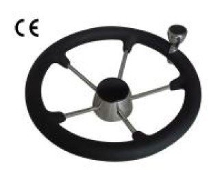 STAINLESS STEEL STEERING WHEEL W/PU FOAM & KNOB