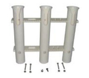 3 POLE TUBE RACK FISHING ROD HOLDER w/ MOUNTING BRKT KNIFE/PLIER HOLDER WHITE